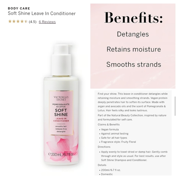 Victoria's Secret | Hair | Last Chance Victorias Secret Pomegranate Lotus Soft Shine Leave In ...